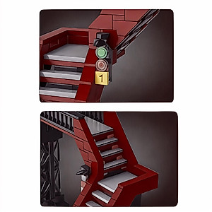 General Jim's Red Railway Crossing Modular Building Block Bricks Set, Contains 655 Brick Pieces, Base Plates Included, for Adults, Teens and Train Enthusiast