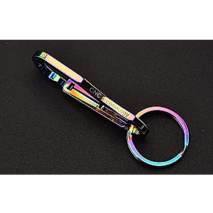 2 Pack Carabiner Clip Retractable Ring Set Titanium KeyChain Quick Release Hooks for Men Women