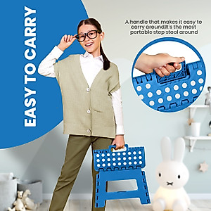 Utopia Home Folding Step Stool - (Pack of 1) Foot Stool with 9 Inch Height - Holds Up to 300 lbs - Lightweight Plastic Foldable Step Stool for Kitchen, Bathroom & Living Room (Blue)