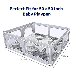 Baby Play Mat for 50"x50" Playpen,Kids Tents Mat Cotton,Foldable Crawling Mat for Floor,One-Piece Crawling Mat Non Slip Baby Mat for Floor,Portable Travel Large Play Mats