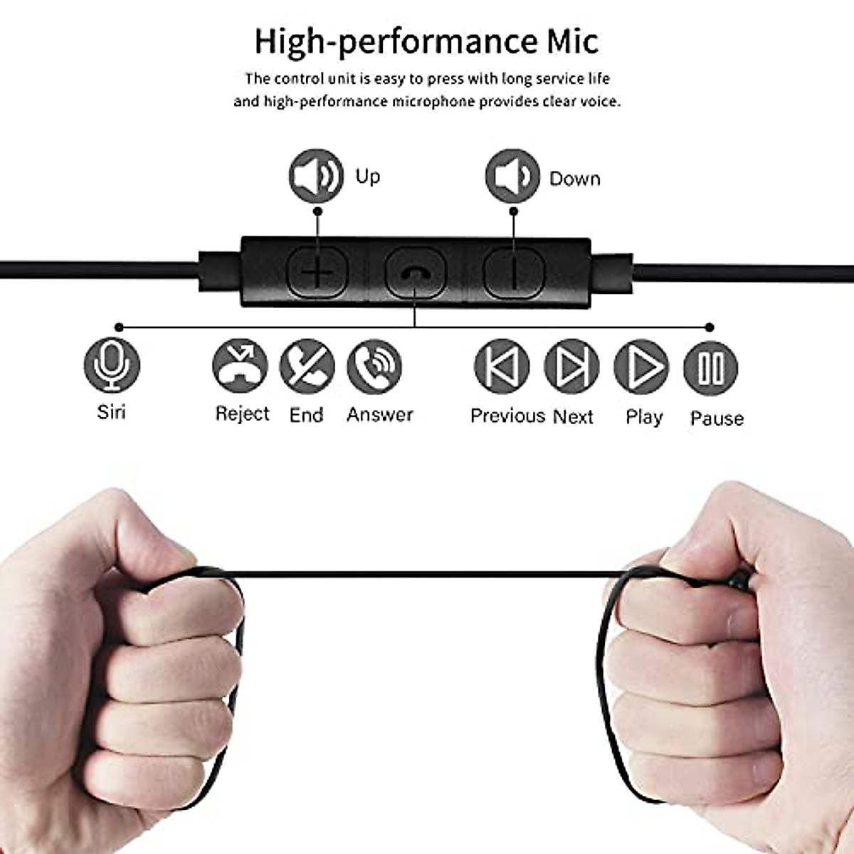 MOXKING Running Sport Earphones Over Ear Buds with Microphone Remote Noise Cancelling Earhook Headphones Sweatproof in Ear Earphones for Gym Jogging Workout Exercise