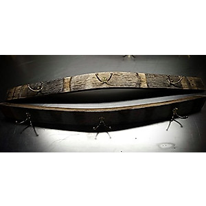 Natural Coat And Hat Rack With Brass Hooks - Made From Genuine Oak Wine Barrel Stave