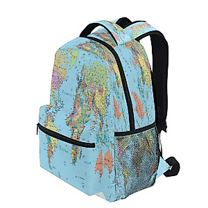 AUUXVA Backpacks Globe World Map School Bag Student Bookbag Adjustable Shoulder Bags Laptop Rucksack Travel Hiking Camping Daypack for Teens Girls Boys Women Men
