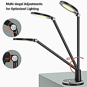 Desk Lamp, JUKSTG 64 pcs LEDs Eye-Caring Table Lamps, 10 Brightness Levels with 5 Lighting Modes LED Desk Light, Dimmable Office lamp with Touch-Sensitive Control, 10 W Reading Lamp,Black