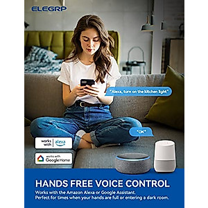 ELEGRP Smart Light Switch, 2.4GHz Wi-Fi Single Pole Light Switch Compatible with Alexa and Google Assistant, Neutral Wire Required, APP Remote Control and Timer Schedule, UL Certified (Black, 1 Pack)