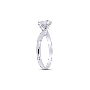 Jewel Zone US Cushion Cut White Cubic Zirconia Anniversary Solitaire Ring in 14k White Gold Over Sterling Silver (0.75 Carat)