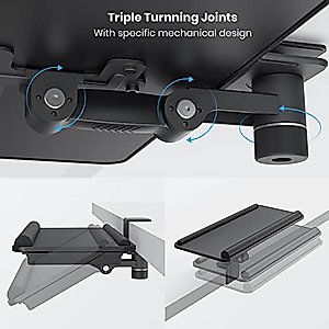 Tilt&Height Adjustable Keyboard Tray Under Desk or Above Desk - Klearlook 2 in 1 PU Leather Clamp-on Rotating Keyboard Platform w/Wrist Rest&Drawer(Under Desk,Upon Desk),25x11"Sit Stand Keyboard Riser