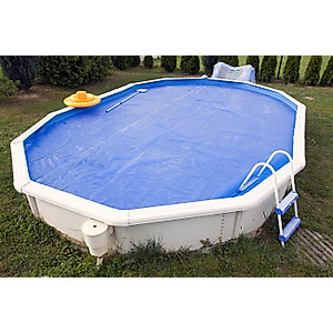 AURSK Solar Pool Cover for Above Ground and In Ground Swimming Pools, 16-mil 12ft x 24ft Rectangle Heavy-Duty Heat Retaining Pool Solar Blanket | Blue 1600 Series