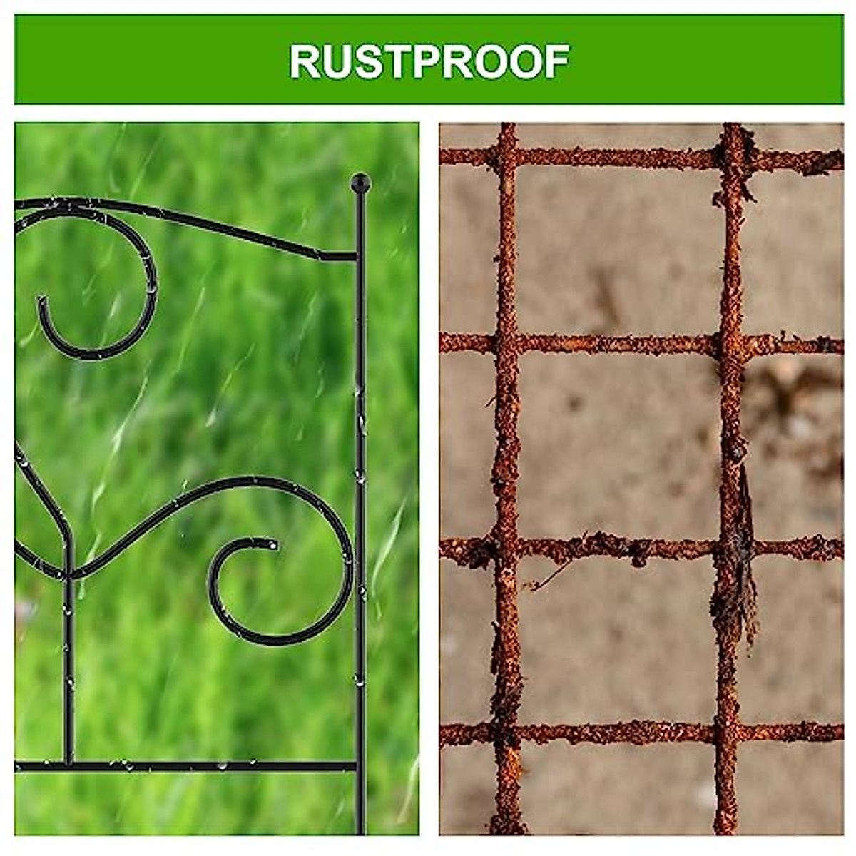 Decorative Garden Fence 10 Panels, Rustproof Outdoor Landscape Metal Border Edging Fencing Flower Animal Dogs Barrier Section Panel Decor