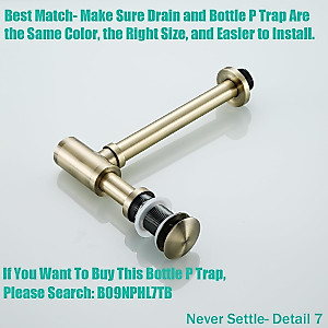RANDOM Bathroom Vessel Sink Pop Up Drain Stopper Without Overflow Antique Brass, All Metal Rustproof Brass and 304 Stainless Steel 83006A.