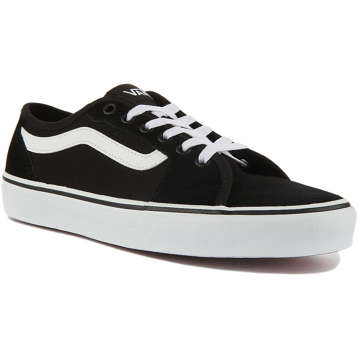Vans Men's Filmore Decon Sneaker, Suede Canvas Blk White, 11