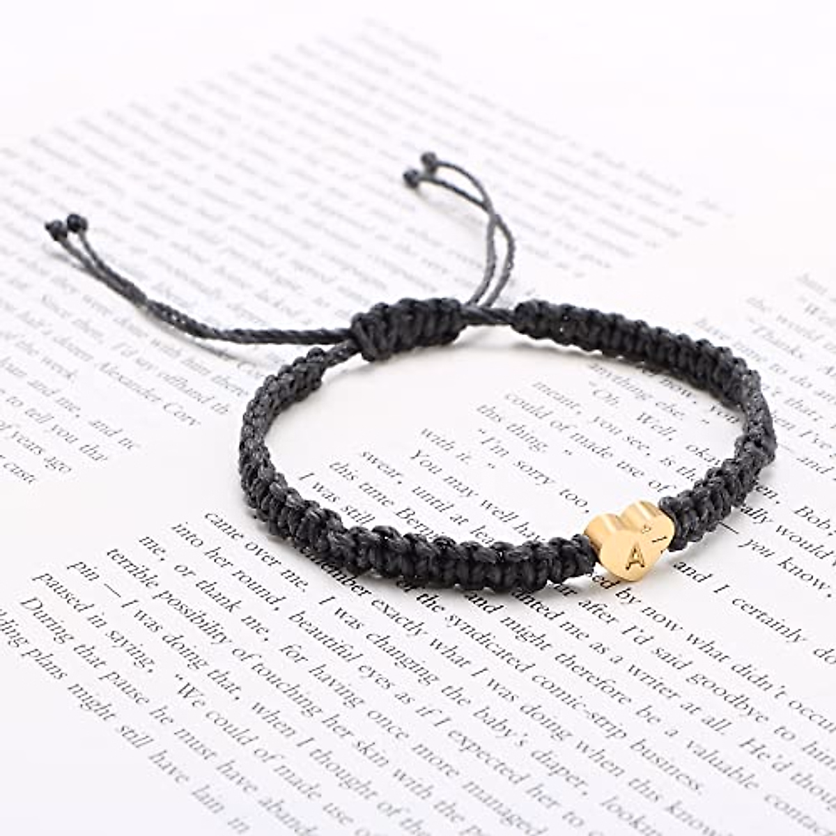 JoycuFF Heart Initial Bracelets for Women Gifts - Initial A Letters Bracelet Handmade Rope Braided Adjustable Initial Charms Jewelry for Mom Daughter Birthday Jewelry Gift for Women Teen Girls