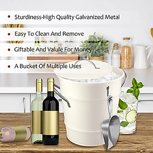 4 L White Ice Bucket,Ice Buckets for Parties,Insulated Ice Buckets with Lid and Scoop,Ice Bucket for Cocktail Bar,Double Wall Party Beverage Tub