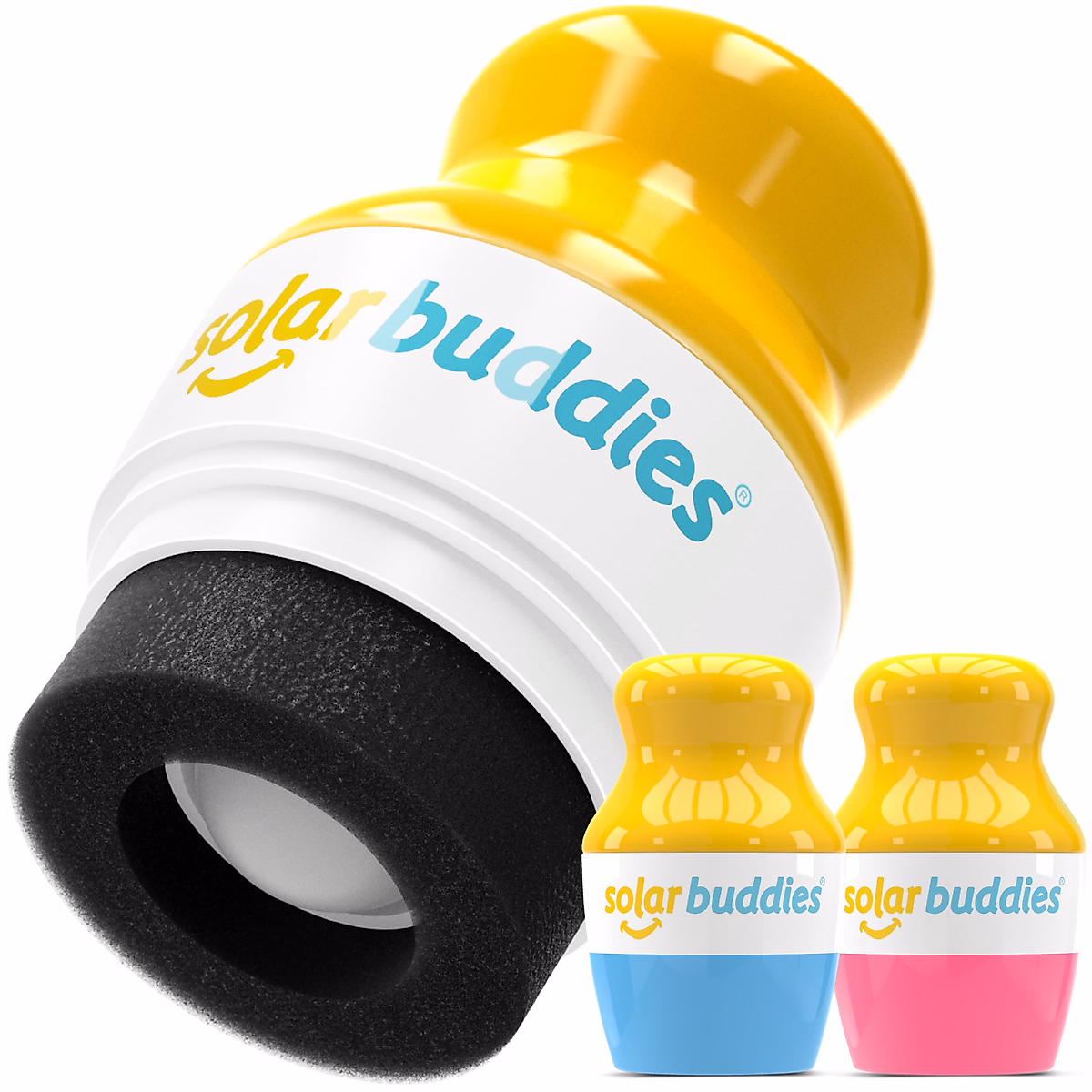 Solar Buddies Sunscreen Applicator - Blue Pack of 3 - BPA-Free Refillable Roll on Sponge Sunscreen, Suncream & Lotion Applicator For Kids, Adults & Families - Holds 3.4fl oz, Perfect Size for Travel