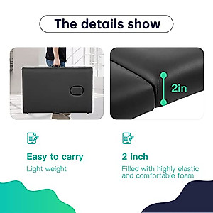 Aluminum Massage Table Portable Massage Bed Height Adjustable Spa Bed 2 Fold Facial Tattoo Salon Bed W/Face Cradle Carry Case (Black)