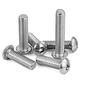 5/16-18 x 1" Button Head Socket Cap Screws, 304 Stainless Steel 18-8, Bright Finish, Coarse Thread Fully Threaded, Allen Hex Drive, 12 PCS