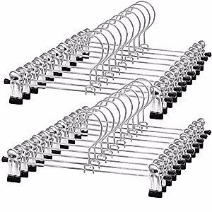 NORTHERN BROTHERS Pants Hangers with Clips 20 Pack, Adjustable Skirt Hangers for Women Metal Pants Hangers for Jeans