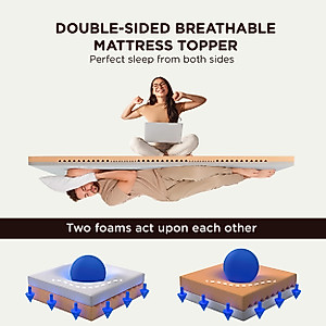Bedsure Firm Mattress Topper Queen, 3 Inch Gel Memory Foam Mattress Topper for Pressure Relief, Extra Firm Mattress Topper, Pillow Top Mattress Topper with Removable Cover, Soft & Breathable