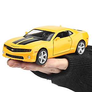 TGRCM-CZ 1/36 Scale Chevrolet Camaro Casting Car Model, Camaro Bumblebee Zinc Alloy Toy Car for Kids, Pull Back Vehicles Toy Car for Toddlers Kids Boys Girls Gift (Yellow)