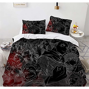 NECEHY Anime Jujutsu Kaisen Bedding Set Japan Anima Gojo Satoru Itadori Yuji Bed Line for Kids Teen Duvet Cover Home Textile Bed Cover Set Pillowcase,c-2267,Queen:90"x90"/229 * 229cm