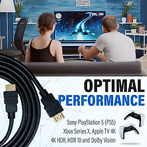 BrightOn Cable & Care Package for All Samsung TVs. Contains 8K HDMI 2.1 HDR Cable 8K@60Hz/4K@120Hz | CAT 7 Super High Speed Cable | Dusting Brush & Microfiber Cloth
