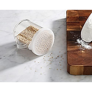 New Star Foodservice 22513 Plastic Dredge with 3 Snap-on Lid, Seasoning Sugar Spice Pepper Shaker, 10 OZ