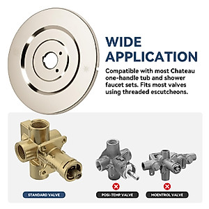 BROQIXIN 16090 Escutcheon Replacement for Moen Chateau Collection,Compatible with One-Handle Tub and Shower Faucets, Brushed Nickel