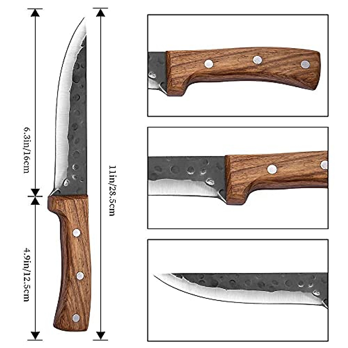 LYUSan 6.3" Meat Cleaver Knives Hand Forged Boning Knife handmade Multipurpose Cleaver Kitchen Knives for Camping, Grill Carbon Steel