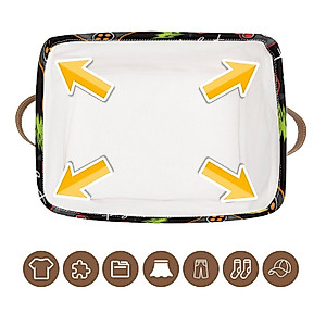 Sunnyhut Foldable Storage Box Bins with Handles,Game Handle Storage Basket - Decorative Cloth Organizer Storage Boxes for Home Office 14 * 10 * 8in