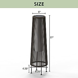 Grand patio Outdoor Floor Solar Light 2-Pack, All-Weather Wicker Solar Patio Lamp Waterproof Outside Solar Deck Lamp for Porch, Yard, Garden, Lawn Decorations - Dark Brown, Gordes 2 PCS