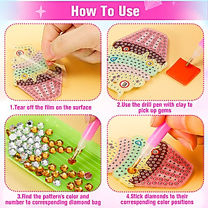 MTLEE 10 Sets Arts and Crafts for Kids Ages 8-12 5D Diamond Painting Keychain Kits Gem Art Kits for Girls Crafts Gem Painting Kits Diamond Art Gift Idea for Age 4, 5, 6, 7, 8, 9, 10-12 (Sweets)