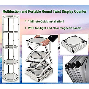 81 in Portable Display Case Set 5-Layer Circle Quick Installation Potable Twister Tower Portable Trade Show Counter with Twist and Fold Design- Stand Only (White)