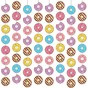 12 Packs Donut Birthday Party Banners Donut Garland Kit Donuts Hanging Swirl Donut Grow Up Party Supplies Decorations Donut Paper Cutouts for Baby Shower Party Home Classroom Favor Supplies Decor