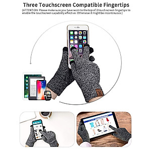 MAYLISACC Knit Beanie Hats Scarf and Touchscreen Gloves 3 Pcs Winter Set Fleece Lined for Men Women Cold Weather Grey