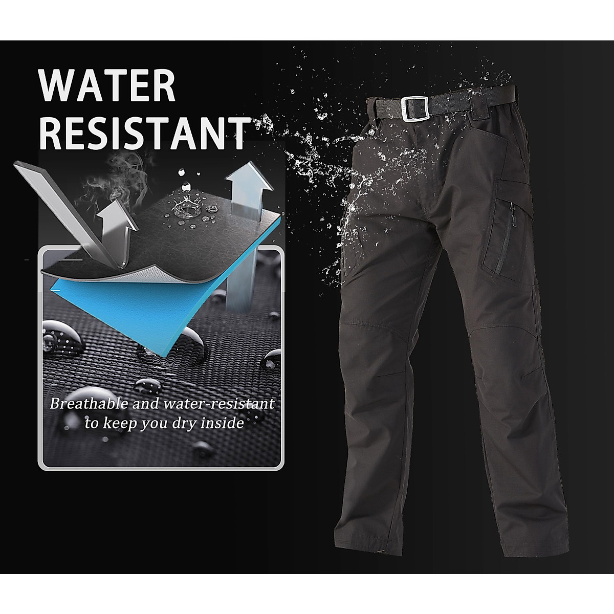 MAGCOMSEN Hiking Pants Mens Tactical Pants Work Pants for Men Military Pants with 9 Pockets Camping Pants Waterproof Pants Quick Dry Rain Pants Khaki