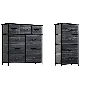 YITAHOME Dresser with 9 Drawers - Fabric Storage Tower, Hallway & Nursery - Sturdy Steel Frame, Wooden Top & Easy Pull Fabric Bins & Dresser with 4 Drawers - Fabric Storage Tower, Organizer Unit