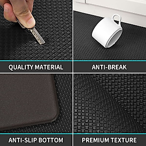 DEXI Kitchen Mat Cushioned Anti Fatigue Comfort Mat, Non Slip Kitchen Rug Set Memory Foam Kitchen Mats Set for Floor, Waterproof Kitchen Runner Rugs for Sink, 17"x47"+17"x70", Black