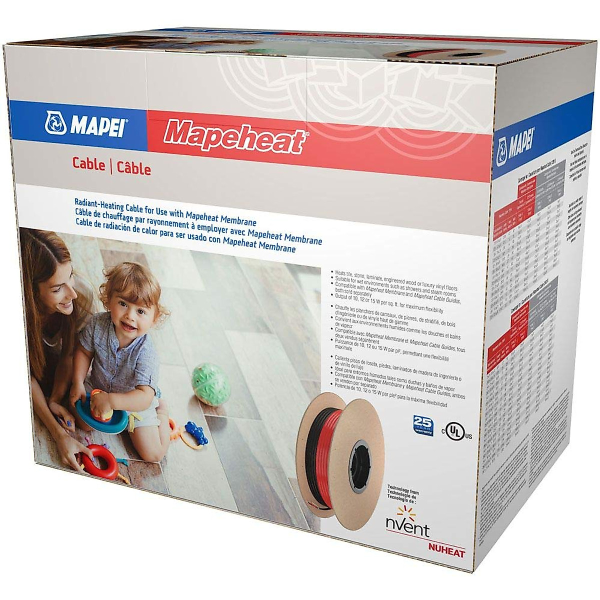 Mapei Mapeheat Radiant Floor Heating Kit 215 Square Feet 240 Volt includes - Ditra Duo Membrane, 2855301 WiFi Programmable Thermostat, 2861501 Heat Cable and Safe Installation Tools