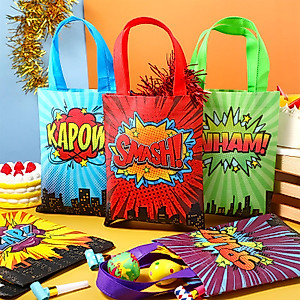 Photect 24 Pieces Hero Party Favor Bags Hero Birthday Decorations Heroes Non-Woven Gift Bags Hero Theme Treat Gift Bag Tote Bag for Hero Themed Party Supplies Baby Shower Goodie Bag