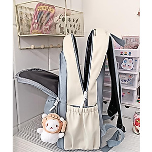 MAGSKY Aesthetic Backpack Cute Kawaii Backpack Large Capacity Casual Travel Mochilas Daypacks (Blue)