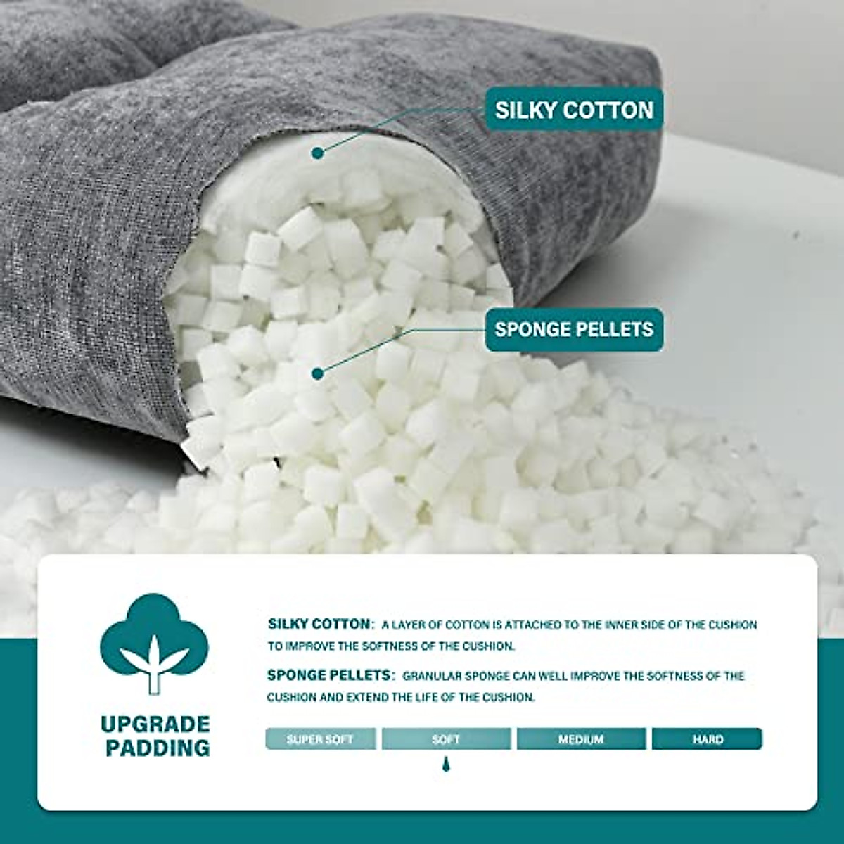 mudilun Bench Cushion,Indoor Anti-Slip Patio Seat Cushion, Kitchen Furniture Chair Cushions for Floating Windows, Rocking Chairs, Dining (42x14x4, Light Gray)