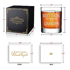 Perfectinsoy Only The Best Dads Get Promoted To Grandpa Whiskey Glasses Gift Box, Pregnancy Announcement, Baby Reveal Gift for Grandpa from Grandchild, Great Grandpa Gifts for Nephew, Husband, Dad