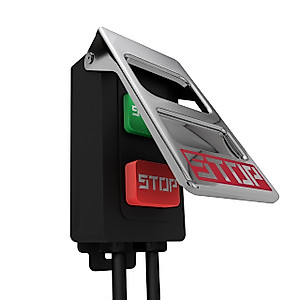 CLEESINK Single Phase On/Off Switch, Router Table Switch with Large Stainless Steel Stop Sign Paddle Easy Visibility and Contact for Quick Power Off for Table Saws and Other Small Machinery