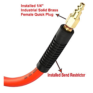 YOTOO Air Hose 3/8 in. x 3 ft, 300 PSI Hybrid Lead-in Air Compressor Hose, Heavy Duty, Lightweight, Kink Resistant, All-Weather Flexibility with 1/4“ Quick Coupler Fitting and Bend Restrictors, Orange