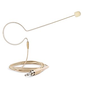 Sujeetec Headset Headworn Microphone - 3.5mm Thread Screw Lock Head Microphone for Wireless System & Body/Belt Pack Transmitter – Beige Single Earhook Omnidirectional Headset Head Mic