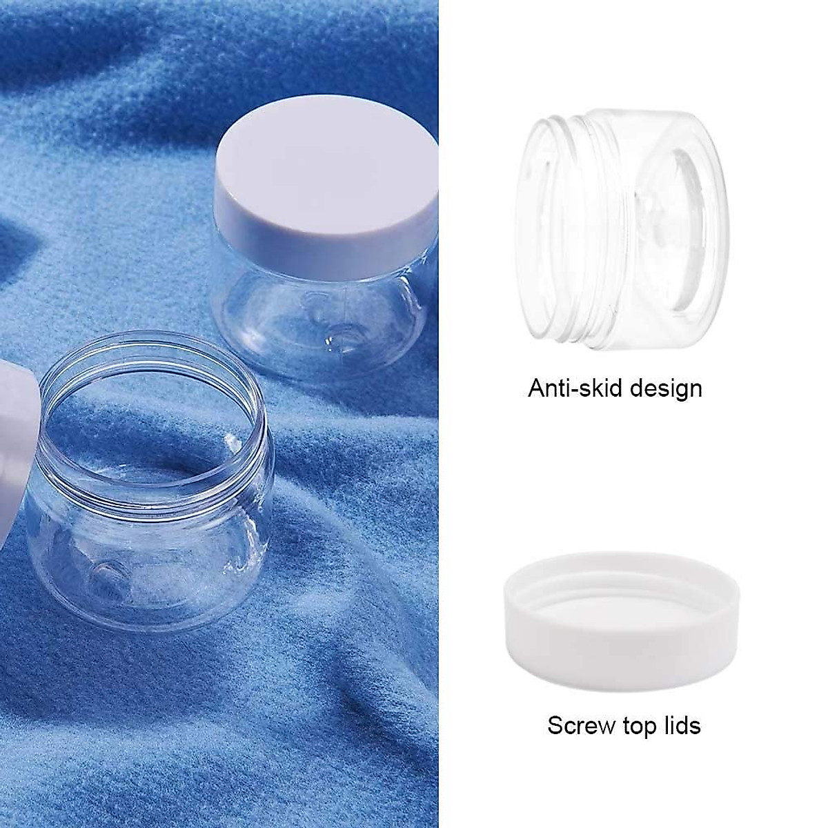 24 Pcs 1oz Plastic Cosmetic Jars,Round Leak Proof Clear Container with Lid,Wide-Mouth Refillable Small Storage Containers for Slime,Cosmetic,Lotion,Candy,Craft
