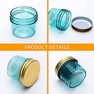 Encheng Glass Jars With Golden Lids 4oz,Small Glass Spice Jars For Herb,Jelly,Jams,Colorful Regular Mouth Manson Jars For Candle Holder,DIY Crafts,40 Pack