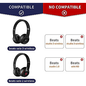 Solo3 Ear Pads Cushions Replacement for Beats Solo 2 & Solo 3 Wireless On-Ear Headphones, Ear Cushions Memory Foam Earpads with Soft Protein Leather (Titanium Gray)
