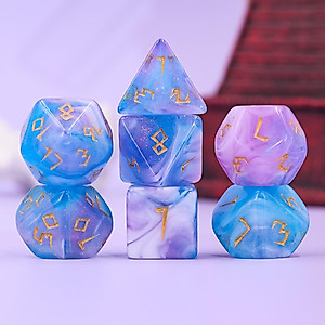 DND Dice Set Gold Yellow Dice Fit Dungeons and Dragons D&D RPG Role Playing Game MTG Pathfinder Polyhedral 7 Dice Set
