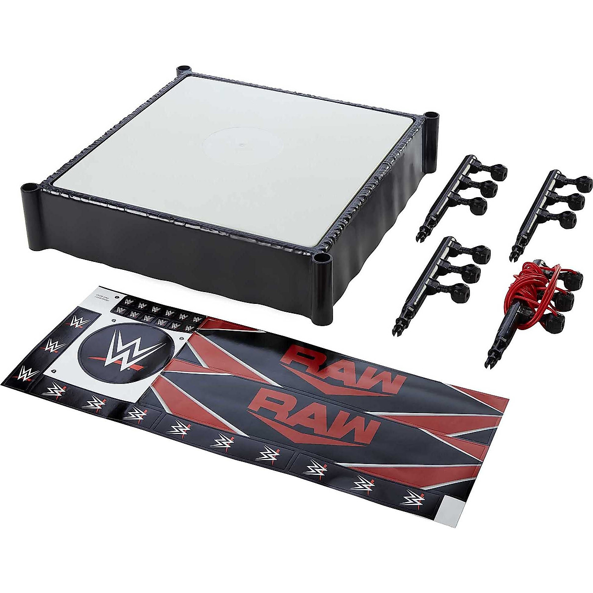 WWE Superstar Ring (14 in) with Spring-Loaded Mat & Real Flex Ropes for Action Figures; Gift for Ages 6 Years Old & Up